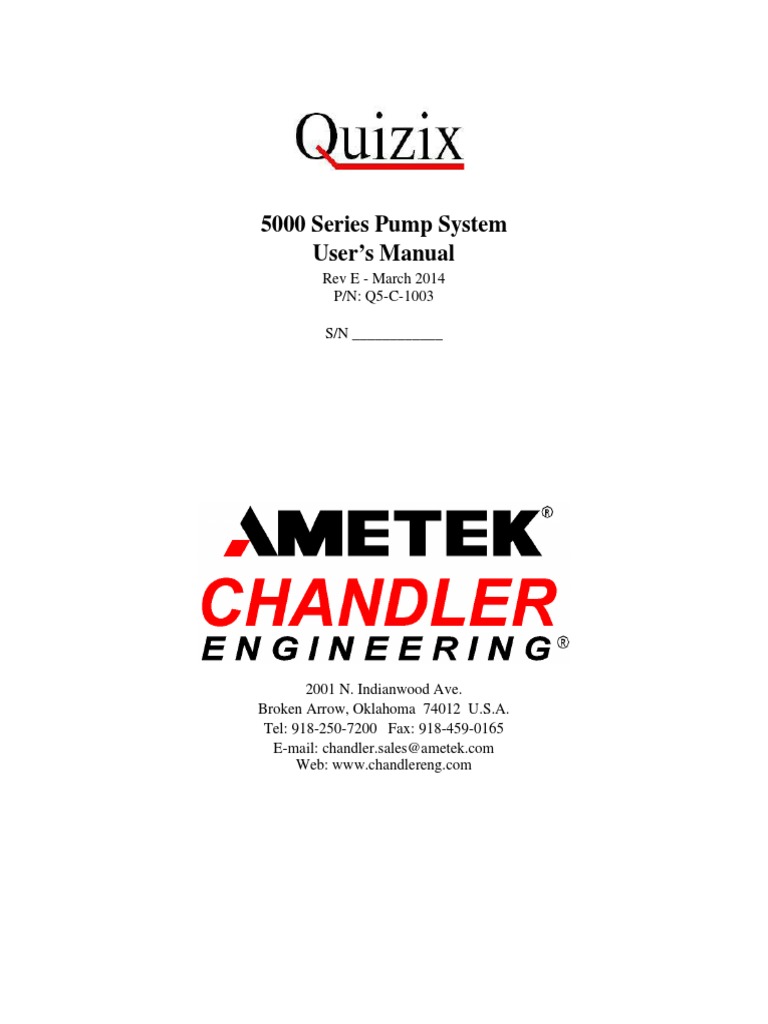 Quizix q5000 Series Precision Pumps Manual | PDF | Pump | Valve