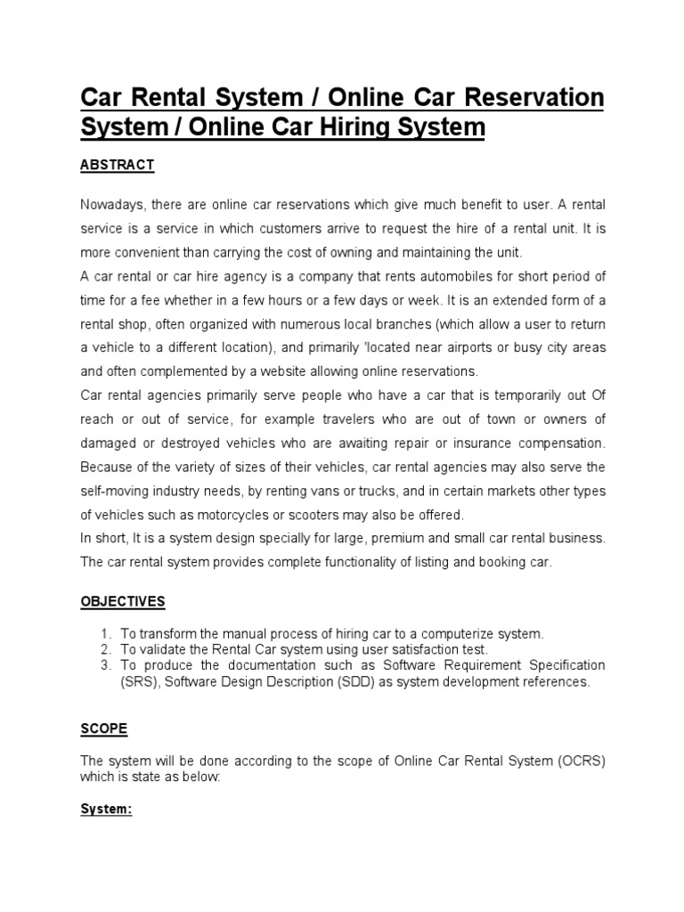 Car Rental System | PDF | Car Rental | Computer Architecture