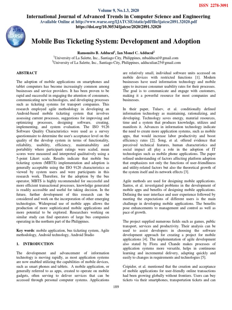 Mobile Bus Ticketing System Development | PDF | Mobile App | Usability
