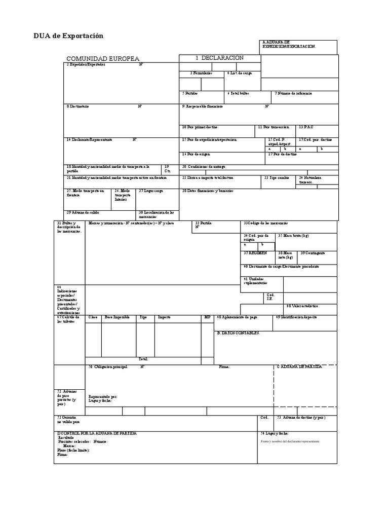 DUA de Exportación | PDF | aduana | Economias