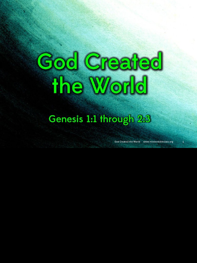 1 - 7 God Created The World | PDF | Adam | Genesis Creation Narrative