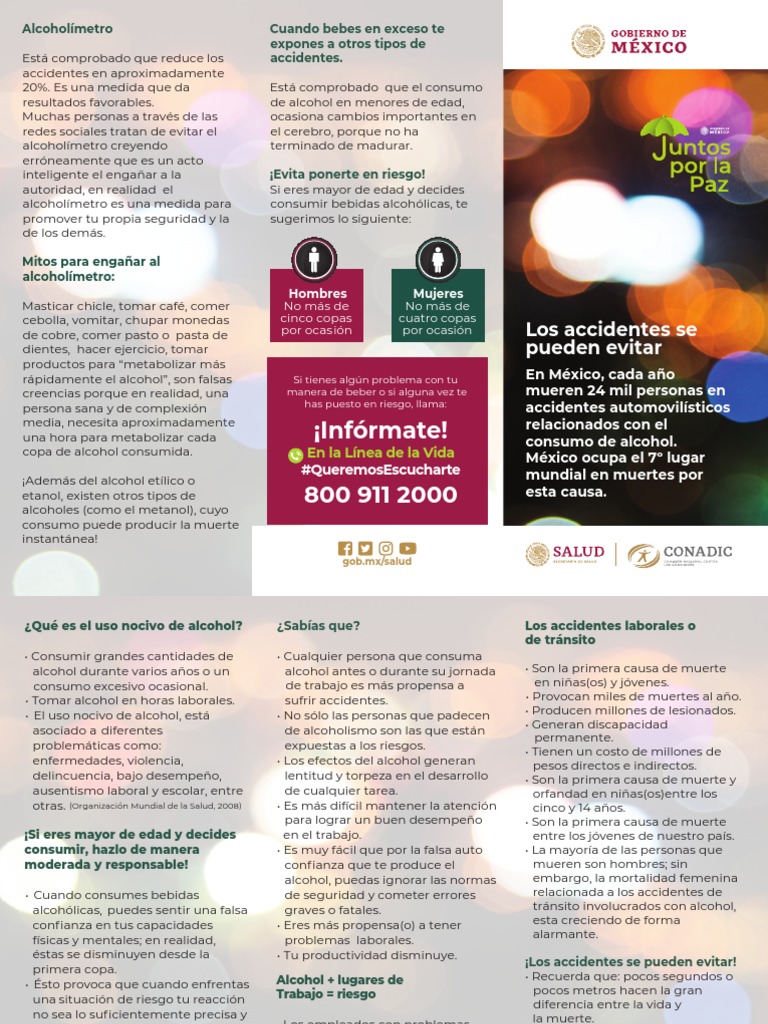 Triptico Alcohol y Accidentes 2019 | PDF | Etanol | Alcoholismo
