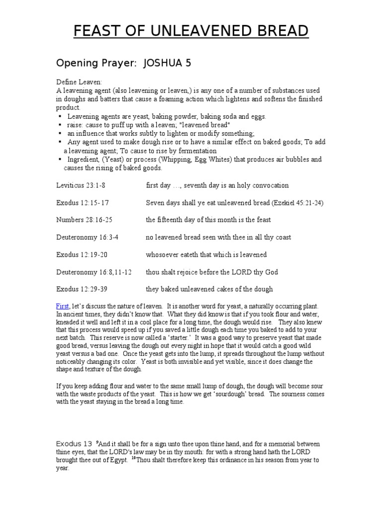 Feast of Unleavened Bread | PDF | Breads | Baking Powder