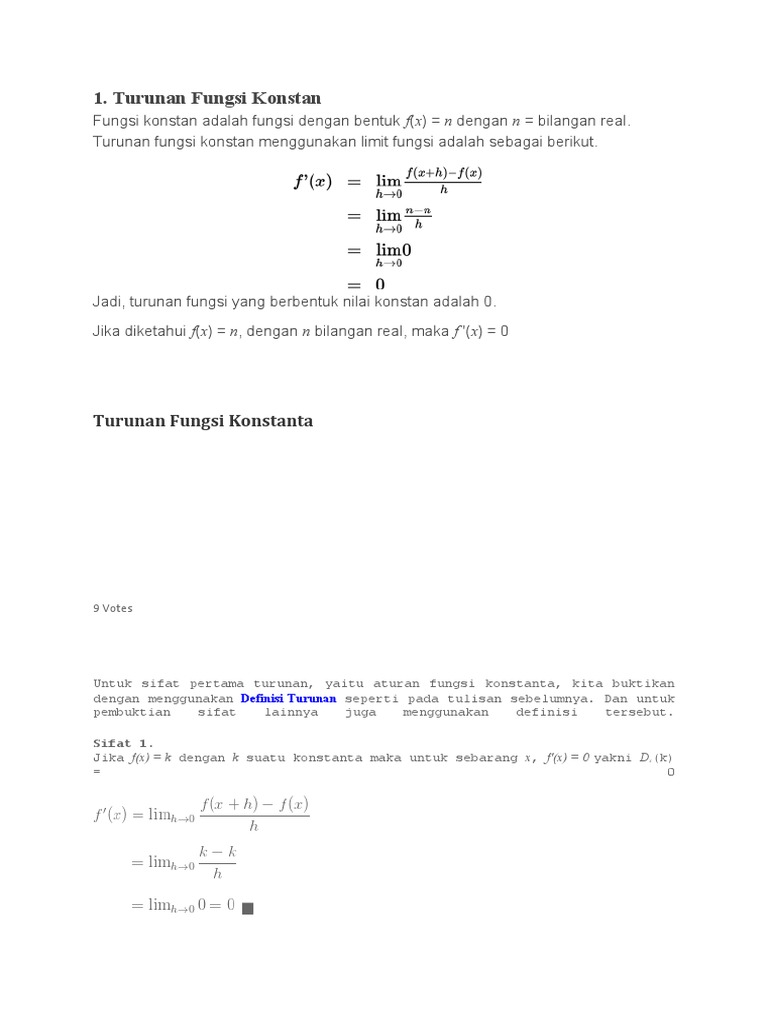 Turunan Fungsi Konstan | PDF