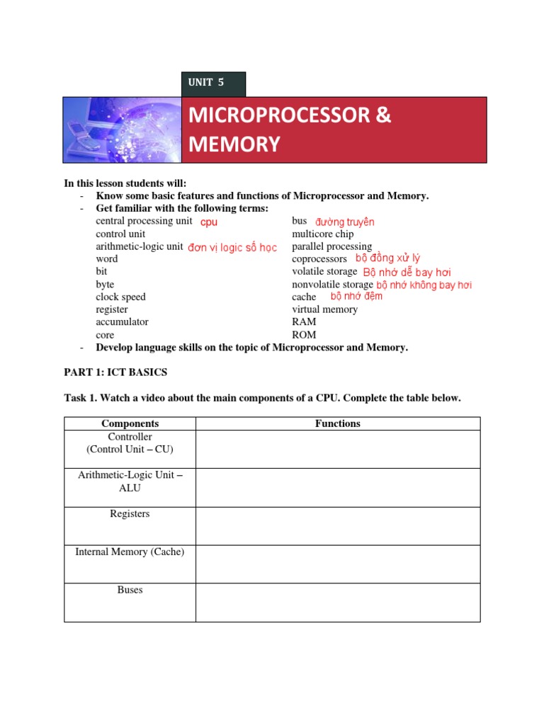 Microprocessor & Memory: in This Lesson Students Will | PDF | Multi Core Processor | Central ...