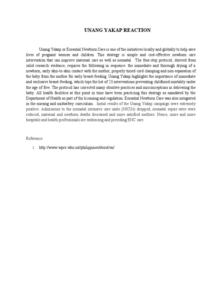 Unang Yakap: Essential Newborn Care Protocol | PDF | Self-Improvement ...