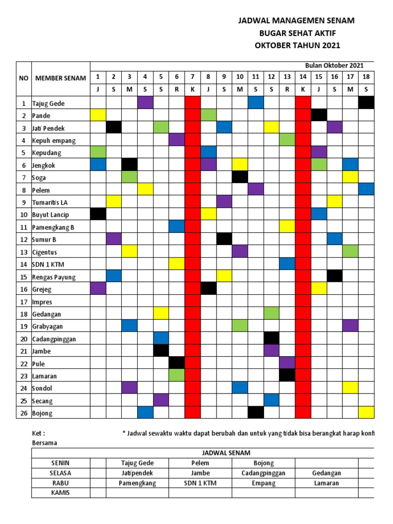 JADWAL Senam Oktober | PDF