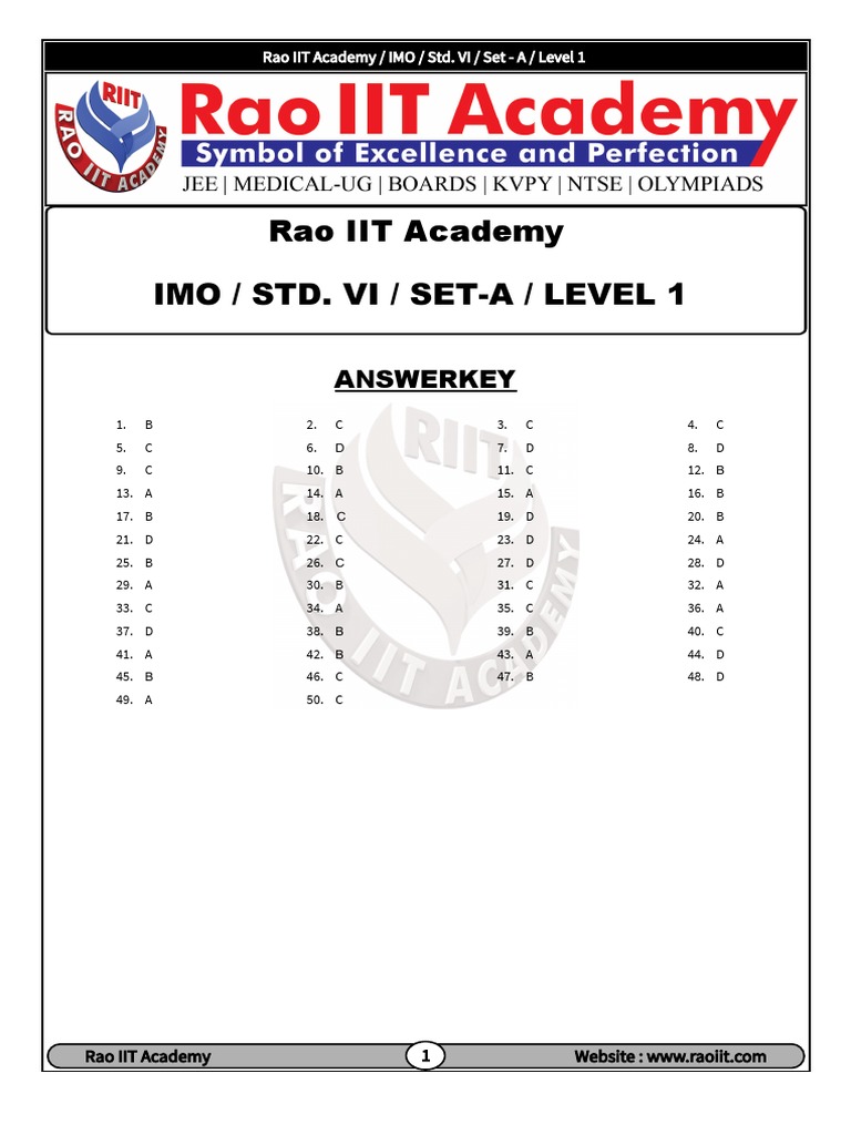 Imo 6th Set A Answer Key Pdf