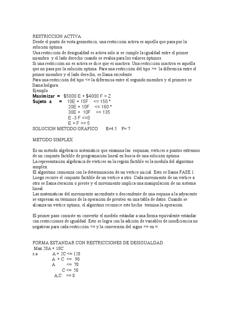 Metodo Simplex v2 | PDF | Ecuaciones | Matemática Elemental