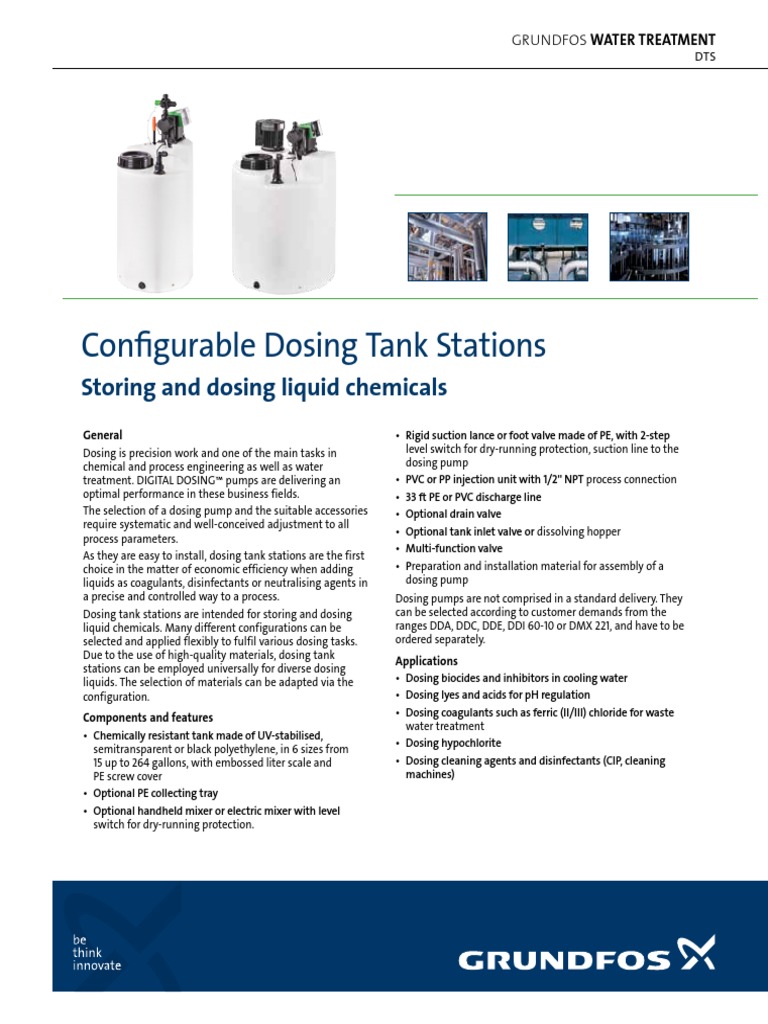Grundfos DTS Dosing Tank Stations Brochure | PDF | Pump | Valve