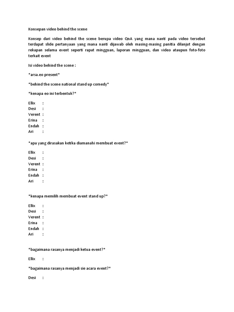 Konsepan Video Behind The Scene | PDF