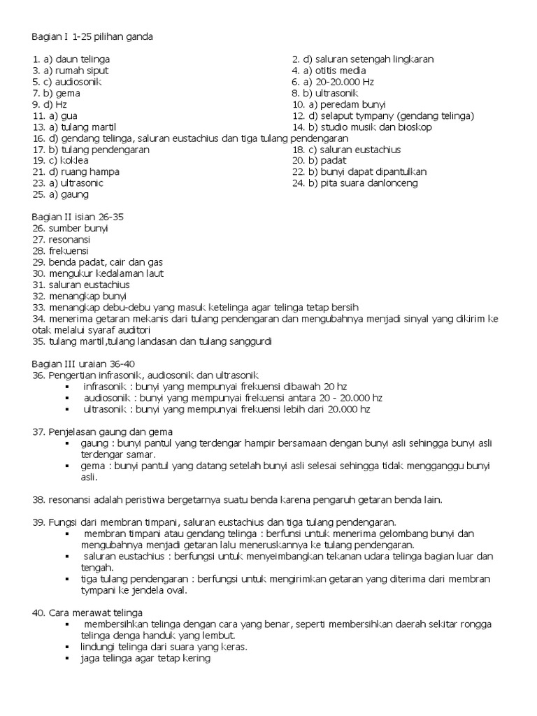 Jawaban Ipa Bunyi | PDF | Seni