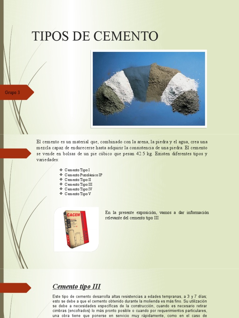 Tipos de Cemento | PDF | Cemento | Hormigón