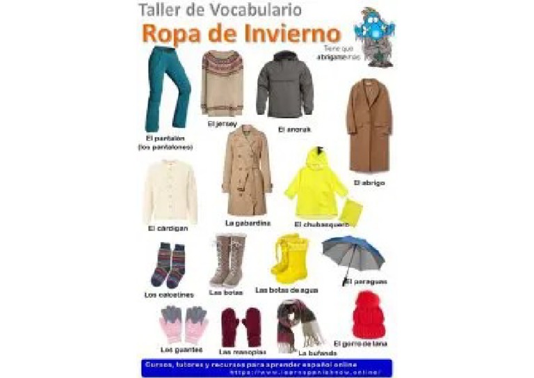 Vocabulario Ropa Invierno | PDF