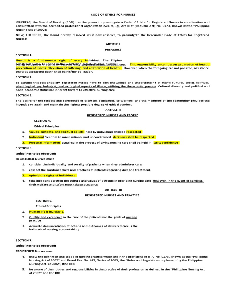 Code of Ethics for Nurses: Guidelines for Upholding Professional ...