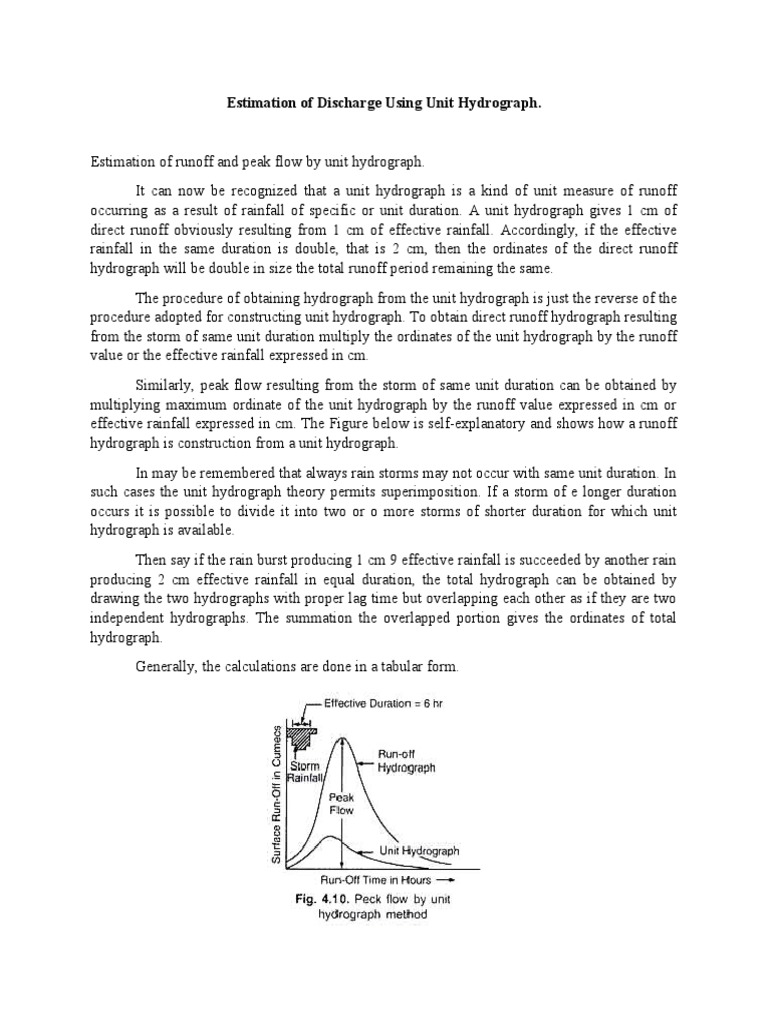 Estimation of Discharge Using Unit Hydrograph | PDF | Surface Runoff | Rain