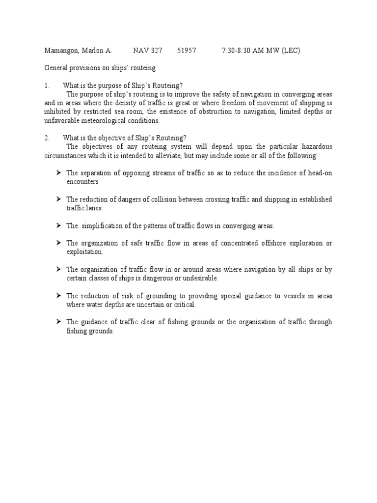 General Provision On Ship's Routeing | PDF | Traffic | Ships