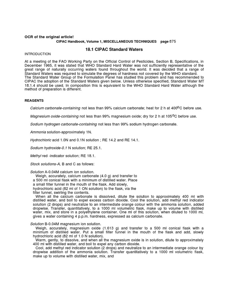 Cipac H2o | PDF | Ph | Purified Water
