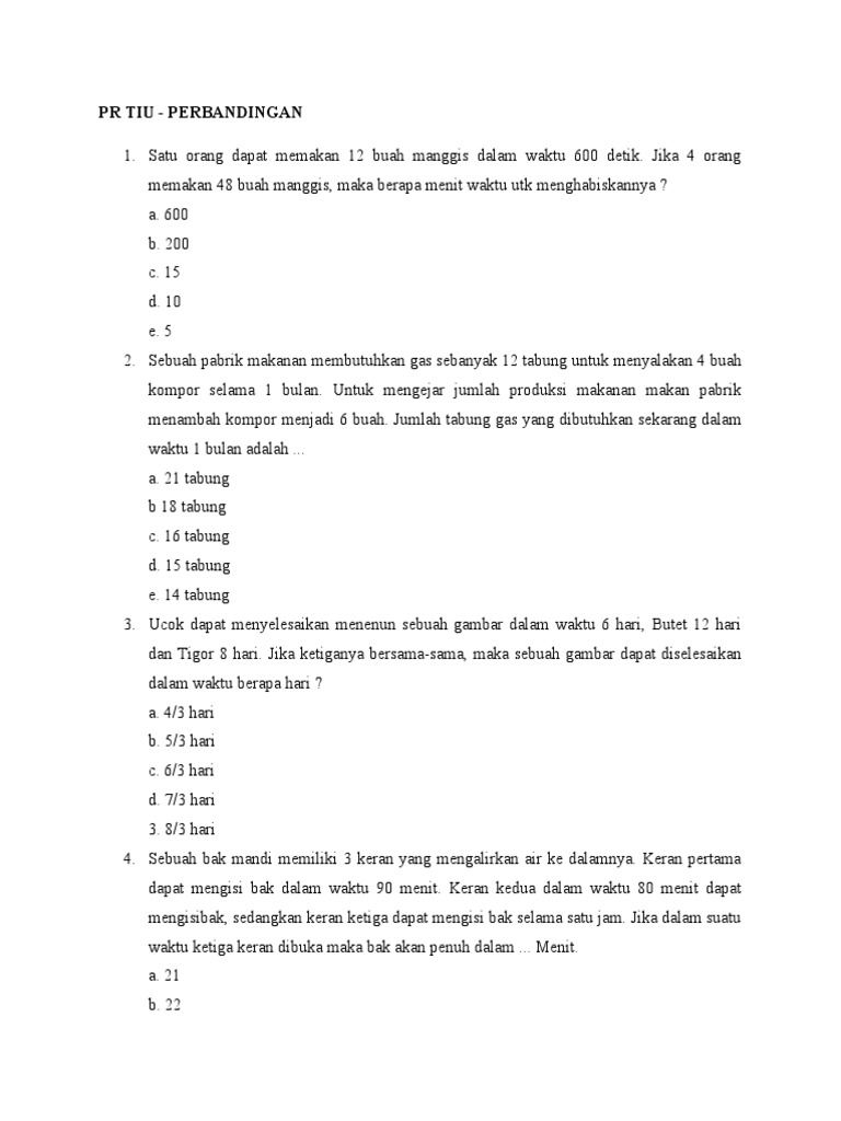 Soal PR Tiu Perbandingan | PDF