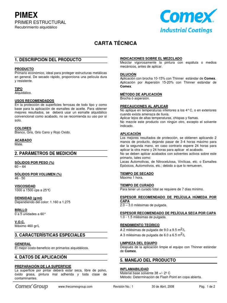 Pimex Primer Estructural | PDF | Pintar | Materiales