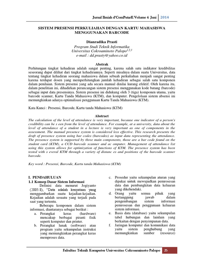 Sistem Presensi Mahasiswa Berbasis Barcode | PDF | Seni | Komputer