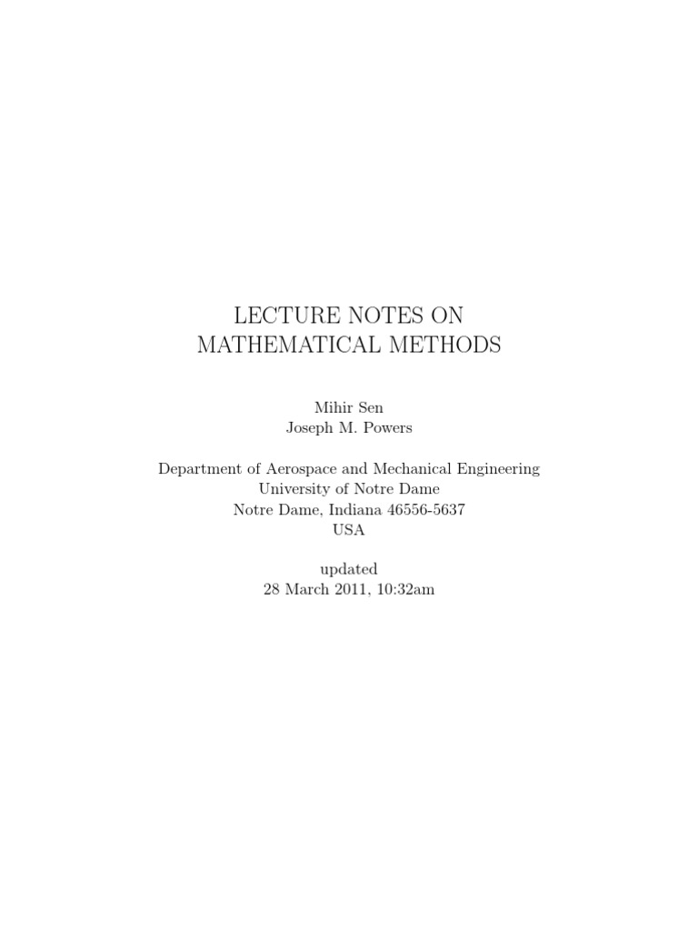 Mathematical Methods Notes | Download Free PDF | Matrix (Mathematics ...