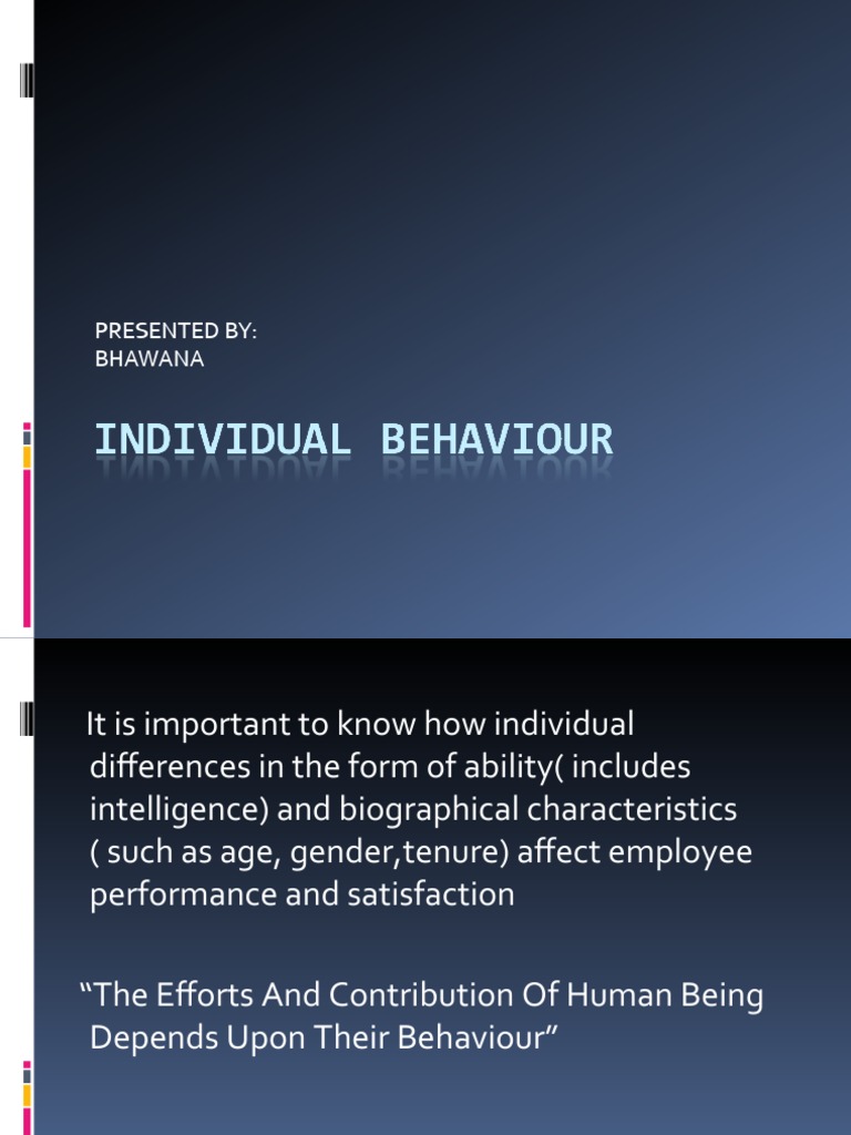 Individual Behaviour | PDF | Behavior | Leadership