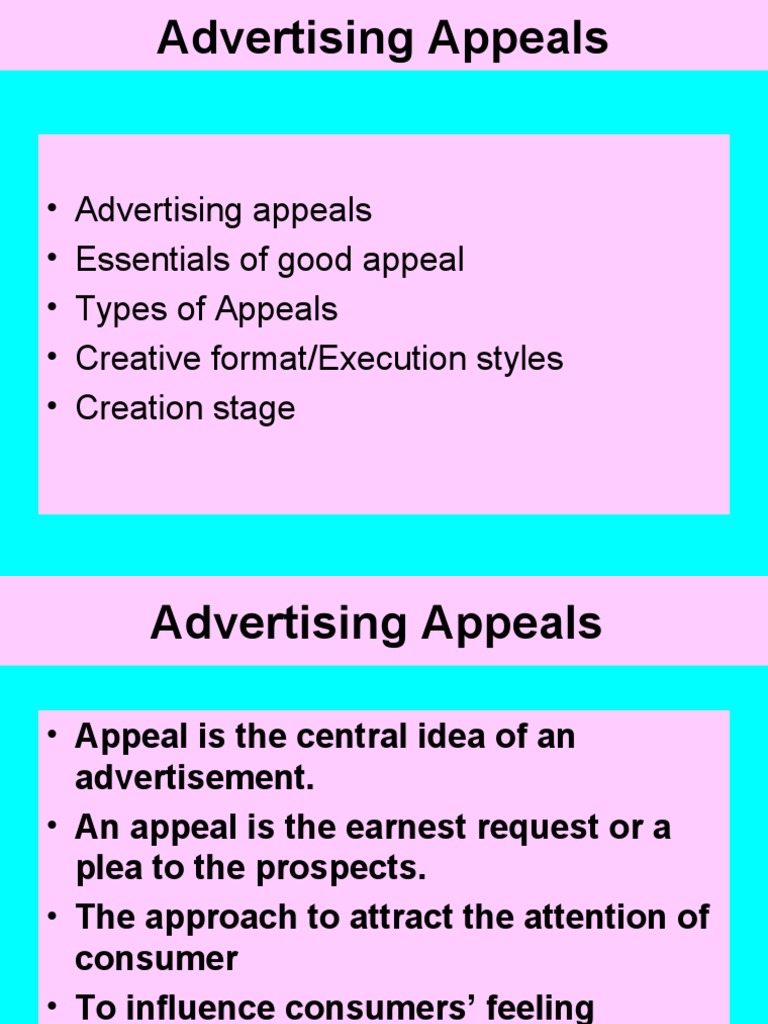 Advertising Appeals - Essentials of Good Appeal - Types of Appeals ...