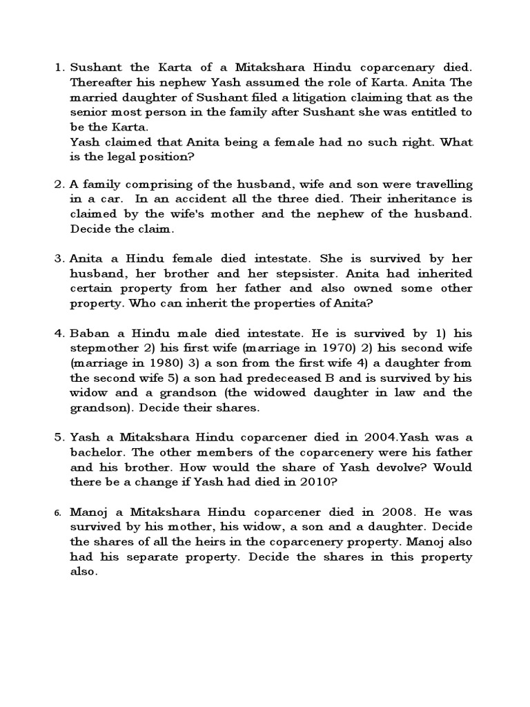 Hindu inheritance rights female heirs coparcenary succession | PDF