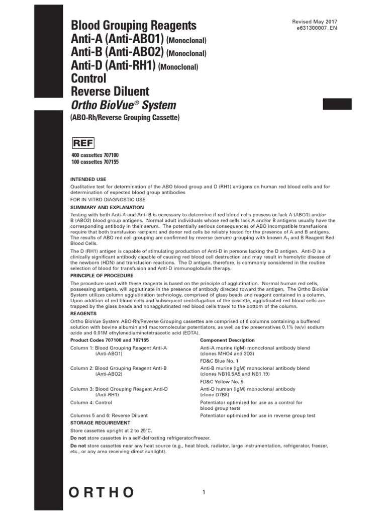 Blood Grouping Reagents | PDF | Blood Type | Clinical Pathology