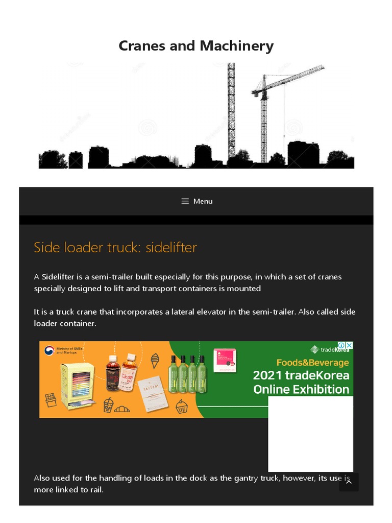 Side Loader Container Truck | PDF | Containerization | Crane (Machine)