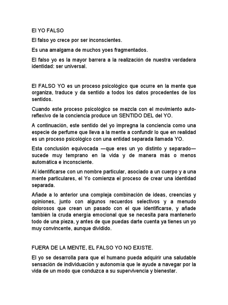 El Falso Yo y la Búsqueda del Ser | PDF | Mente | Realidad