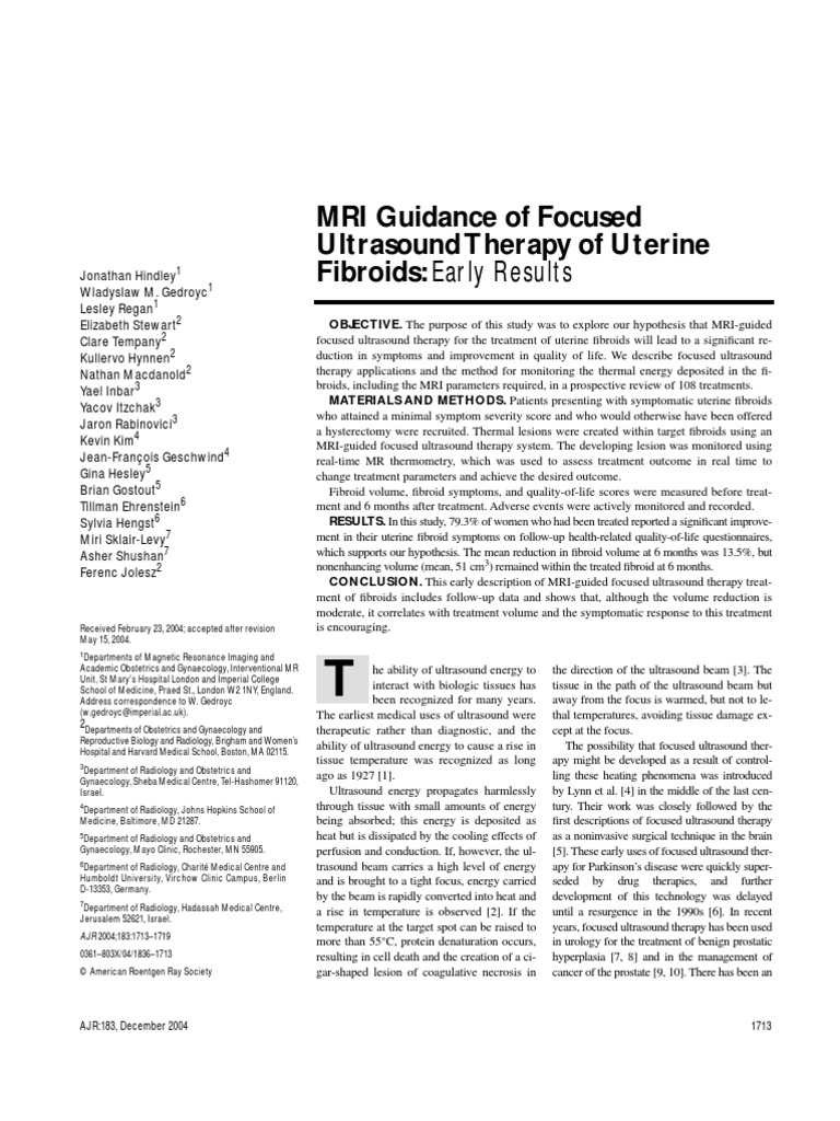 Uterine Fibroid Thermometry | PDF | Medical Ultrasound | Magnetic ...