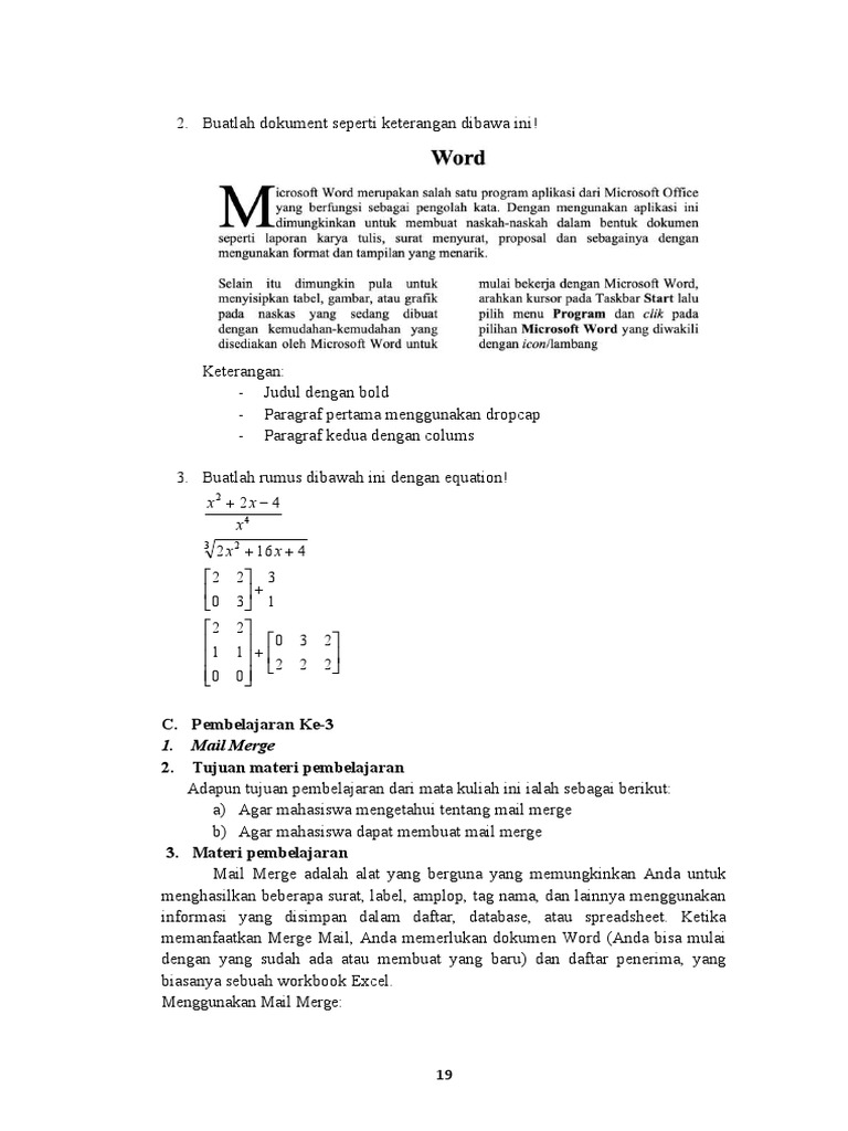 Modul Komputer - Pertemuan 4 - Mail Merge | PDF | Karier & Perkembangan ...