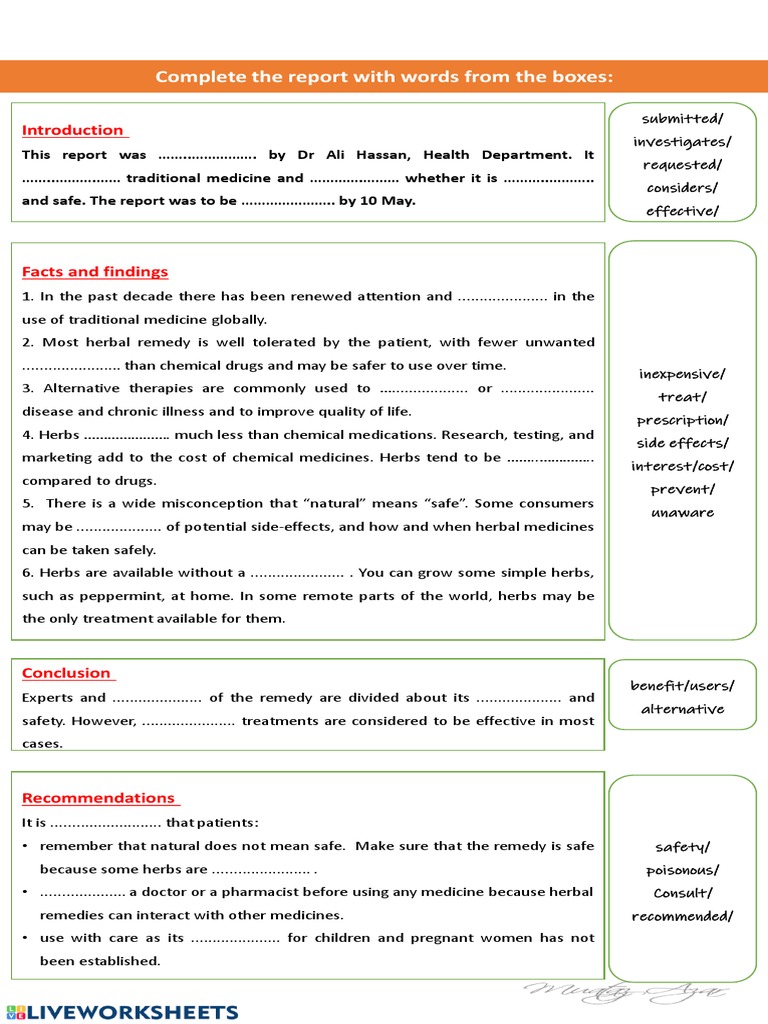Live Worksheet | PDF | Therapy | Life Sciences