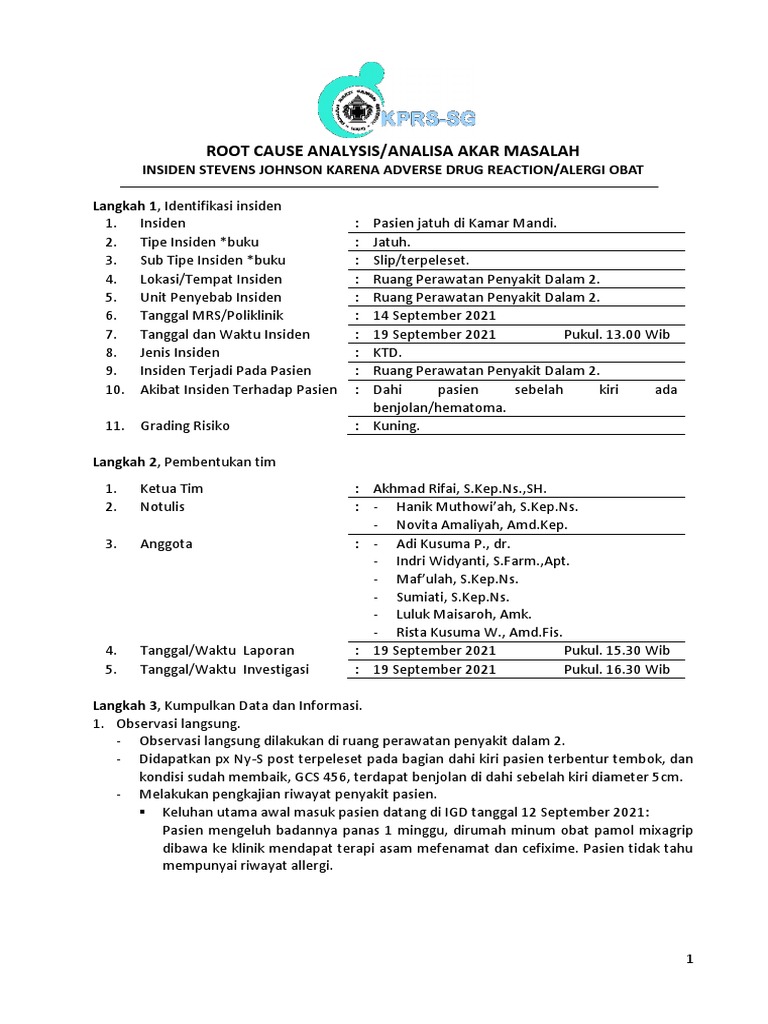 Rca Insiden Jatuh Pd1 092021 | PDF
