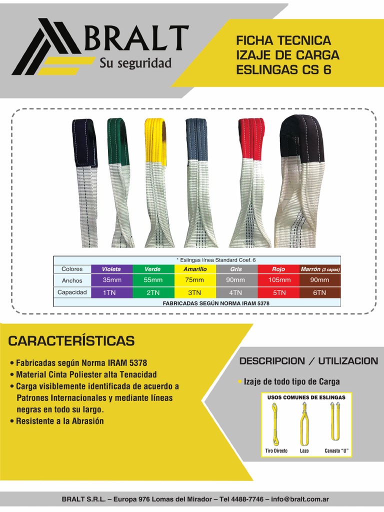 Ficha Tecnica Eslingas | PDF