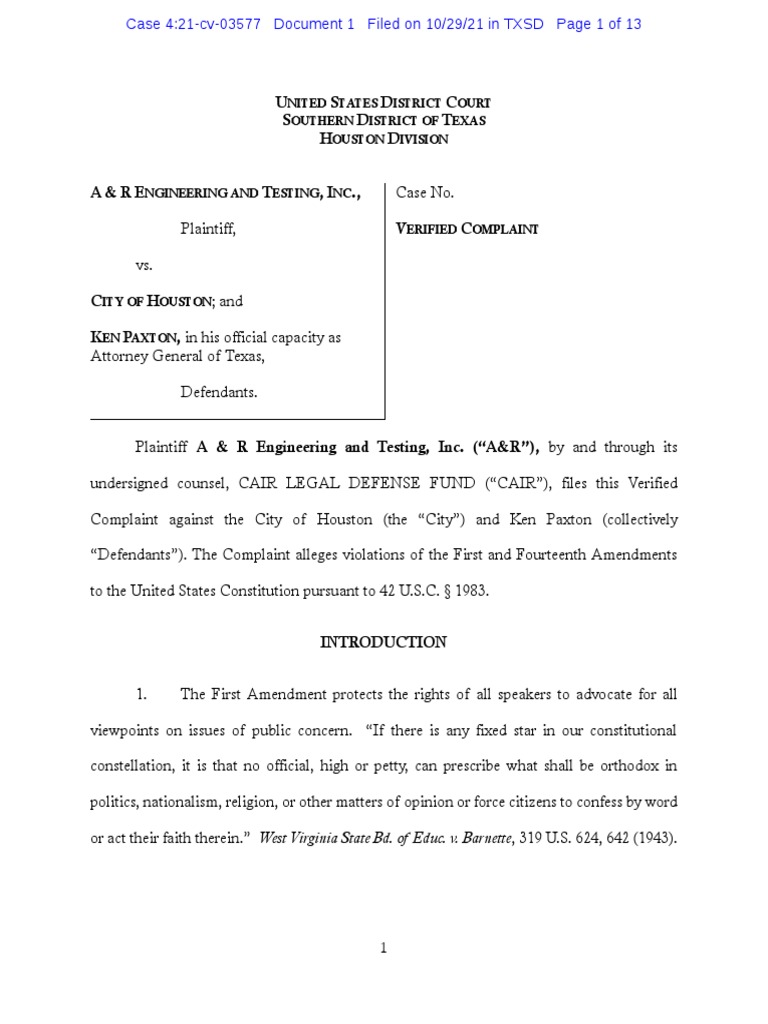 A&R V City of Houston | PDF | Boycott, Divestment And Sanctions ...