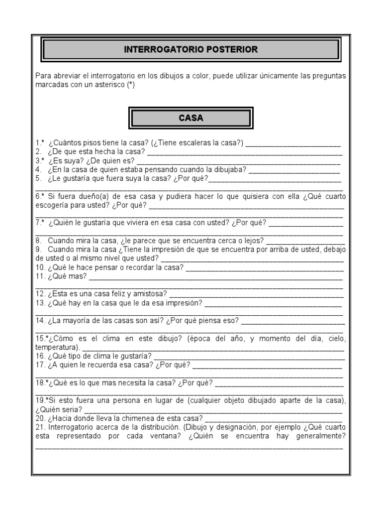 INTERROGATORIO Del HTP | PDF