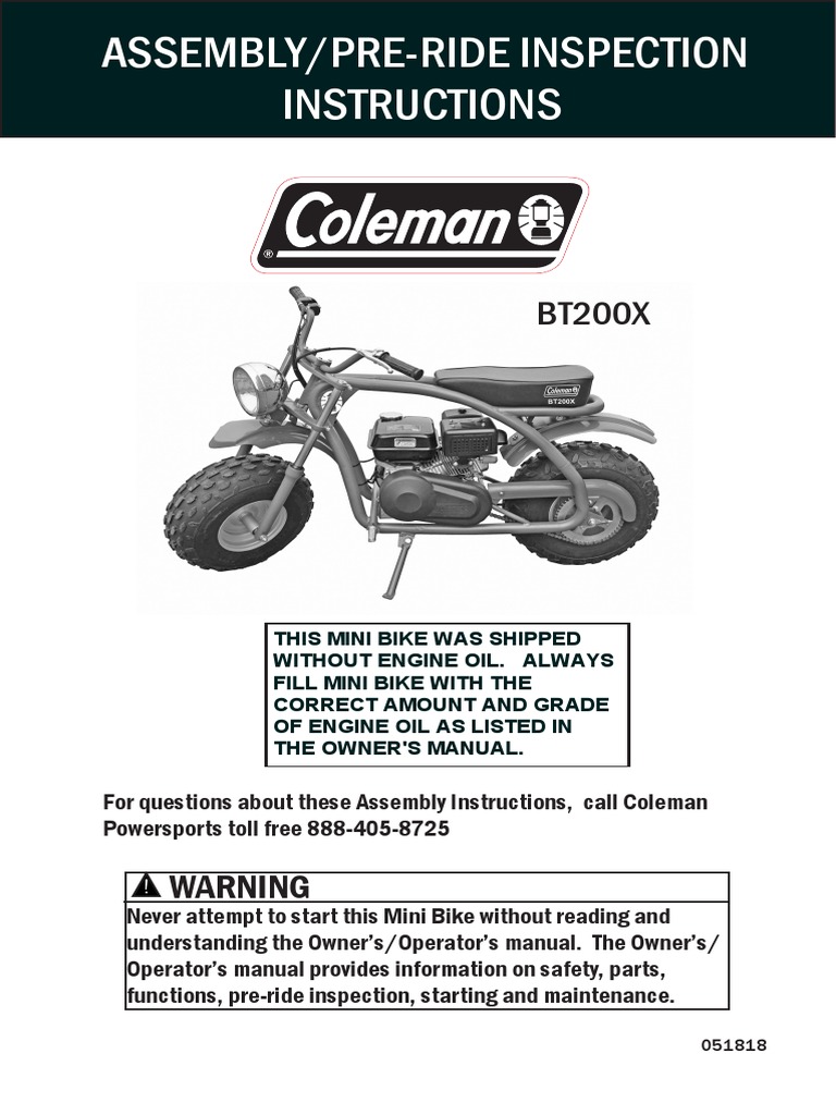 BT200X Assembly and Pre-Ride Inspection Guide | PDF | Nut (Hardware ...