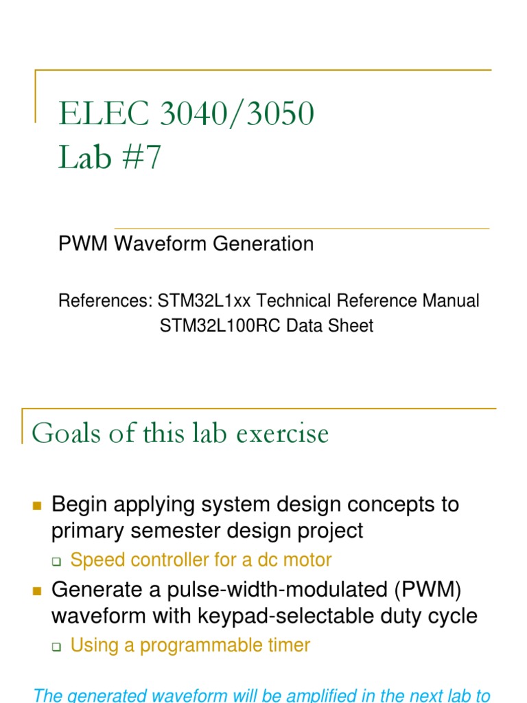 ELEC 3040/3050 Lab #7: PWM Waveform Generation | PDF ...