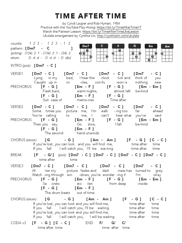 TIME AFTER TIME - Ukulele Chord Chart | PDF | Musical Compositions ...