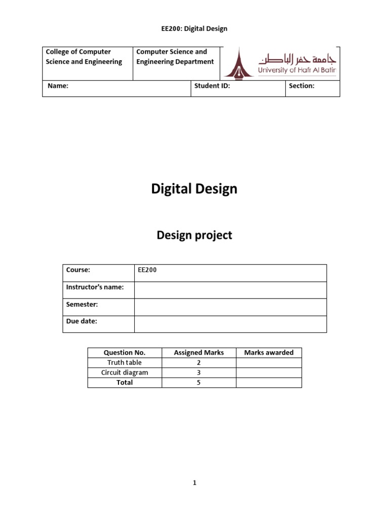 Digital Logic Circuit Design Project Pdf Numbers Electronic