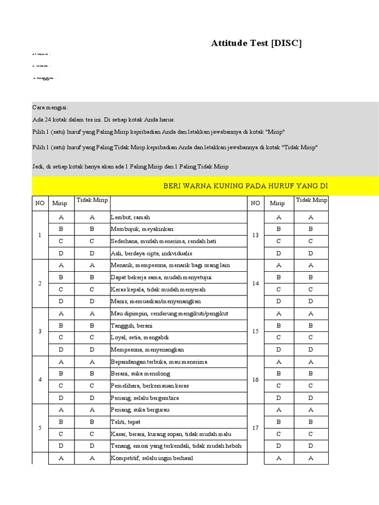 Lembar Soal & Jawaban Disc | PDF