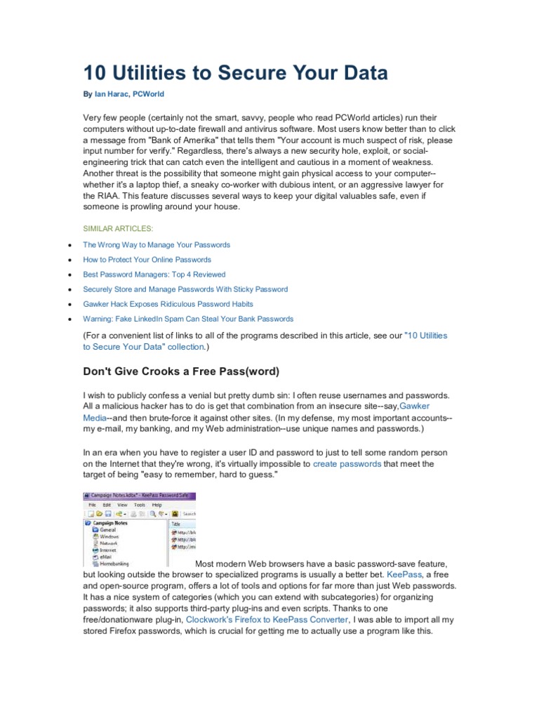 10 Utilities To Secure Your Data | PDF | Password | Encryption