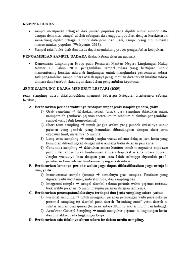 Sampel Udara and Jenis Jenis Sampling | PDF