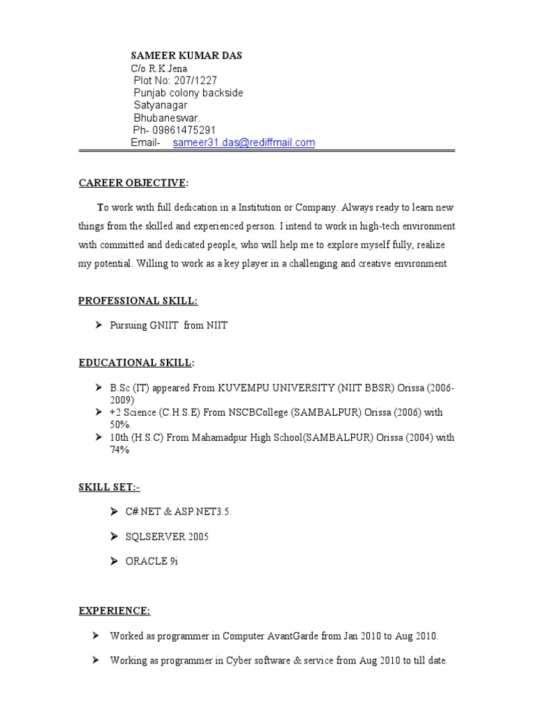 Sameer Resume | PDF | Active Server Pages | Cyberspace