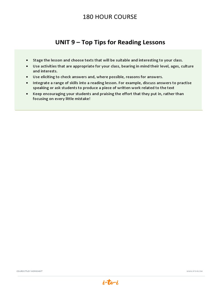 Unit 9 - Tips For Reading Lessons | PDF | Career & Growth | Language ...