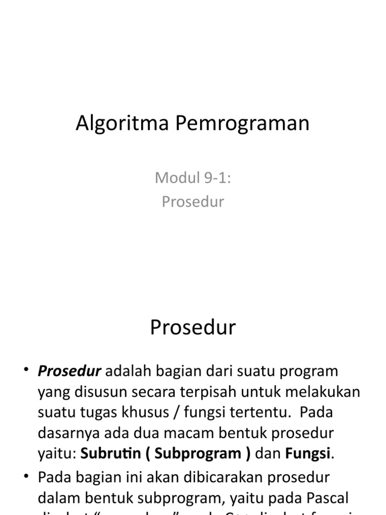 Algoritma Pemrograman9-1 (Prosedur) | PDF