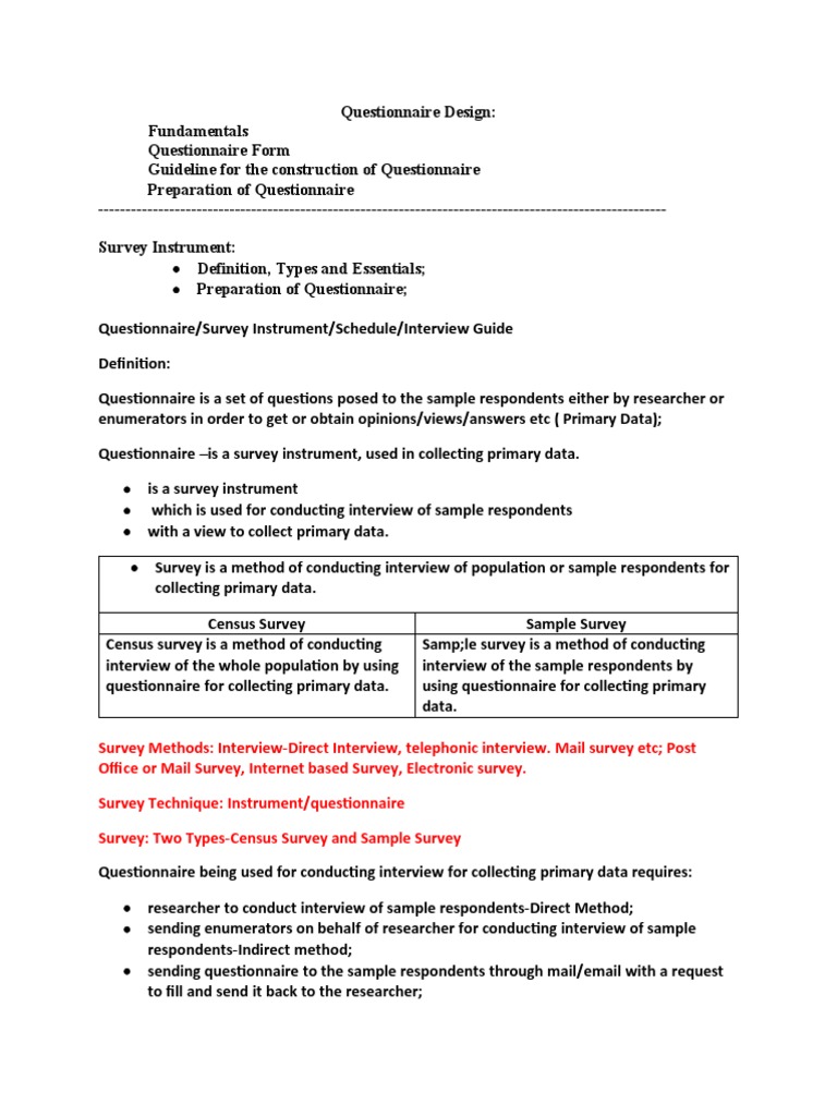 Questionnaire Design | PDF | Survey Methodology | Questionnaire